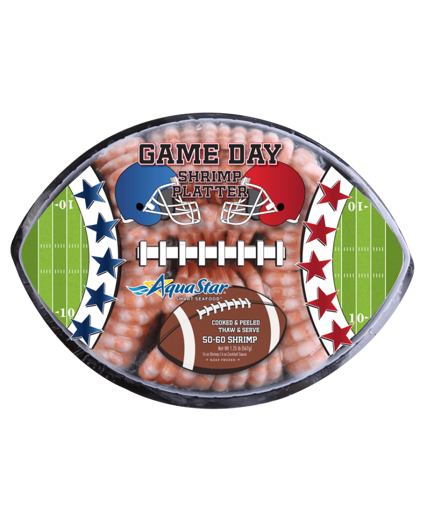 Cocktail Shrimp Game Day Football Platter 50-60 Count - Aqua Star