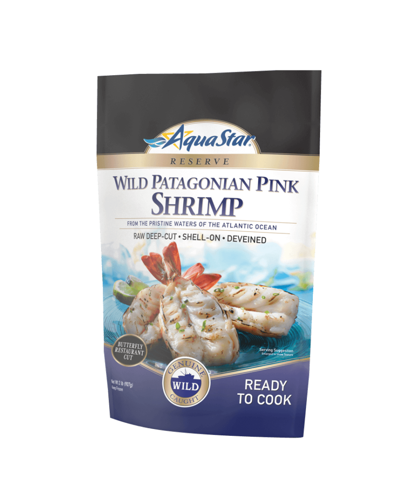 Wild Patagonian Pink Shrimp - Raw Butterfly Deep-Cut - Aqua Star